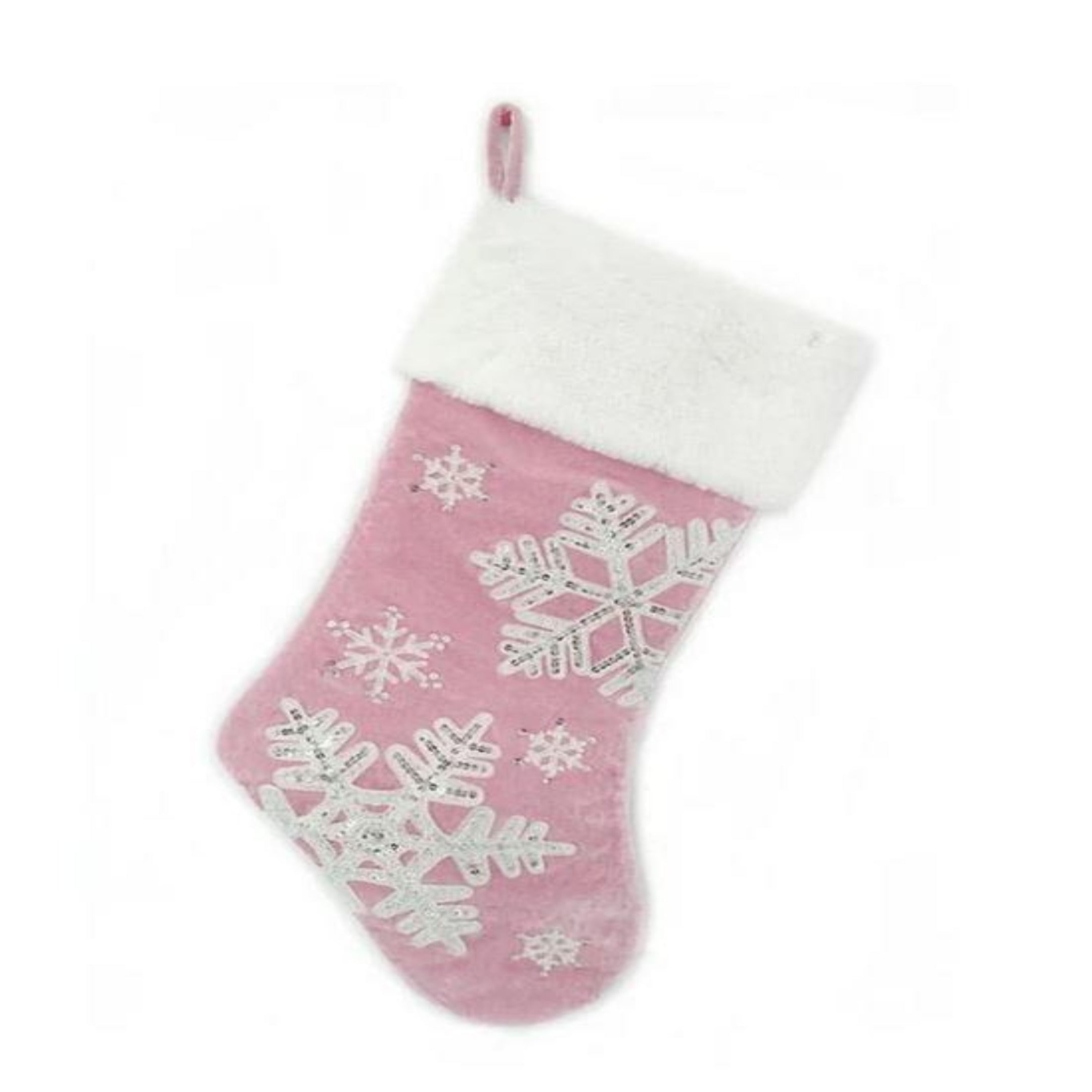 dusty rose snowflake stocking – Patet Gifts